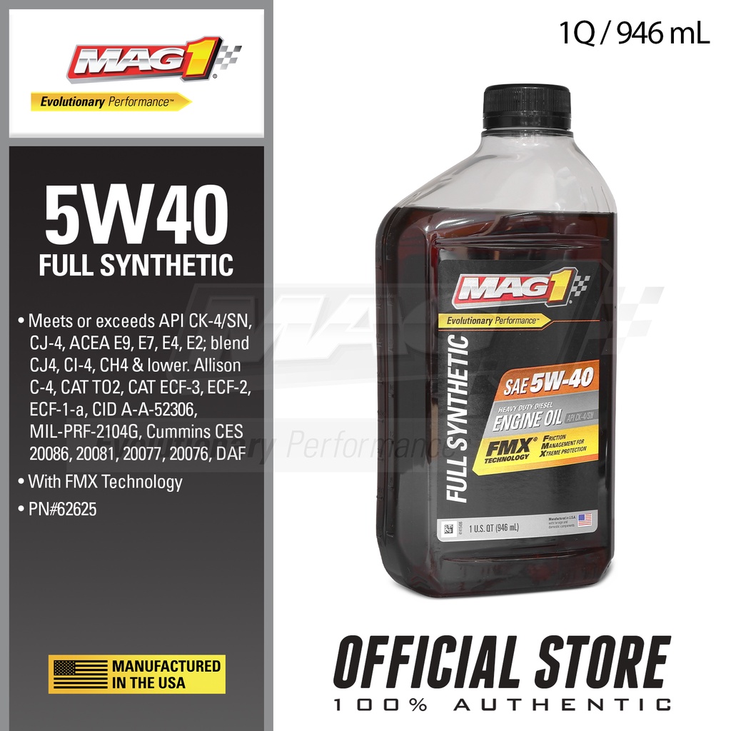 MAG 1 5W40 API CK-4/SN All Fleet Fully Synthetic Car Engine Oil 1qt ...
