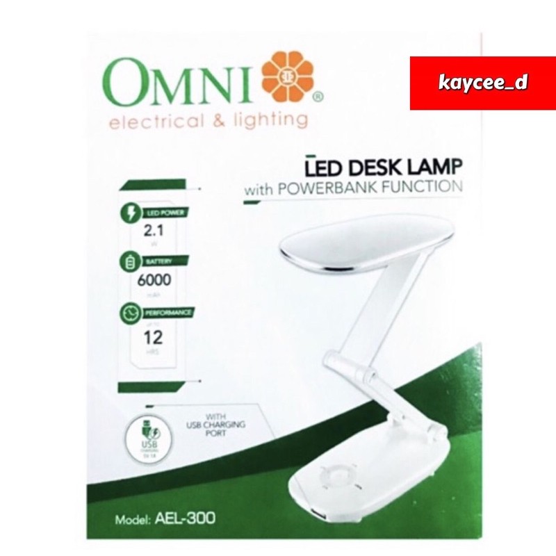 Omni -Rechargeable LED Desk Lamp plus Powerbank Function- AEL-300 ...
