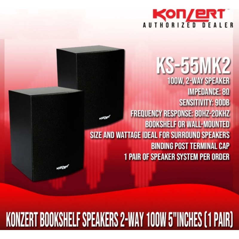 KONZERT KS-55MK2 5" BOOKSHELF SPEAKER 2 WAY 100W (PAIR) | Shopee ...