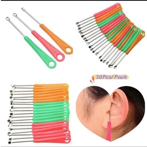 Ear Spoon 20 pieces/plastic and stainless steel Ear pick/ear cleaner ...