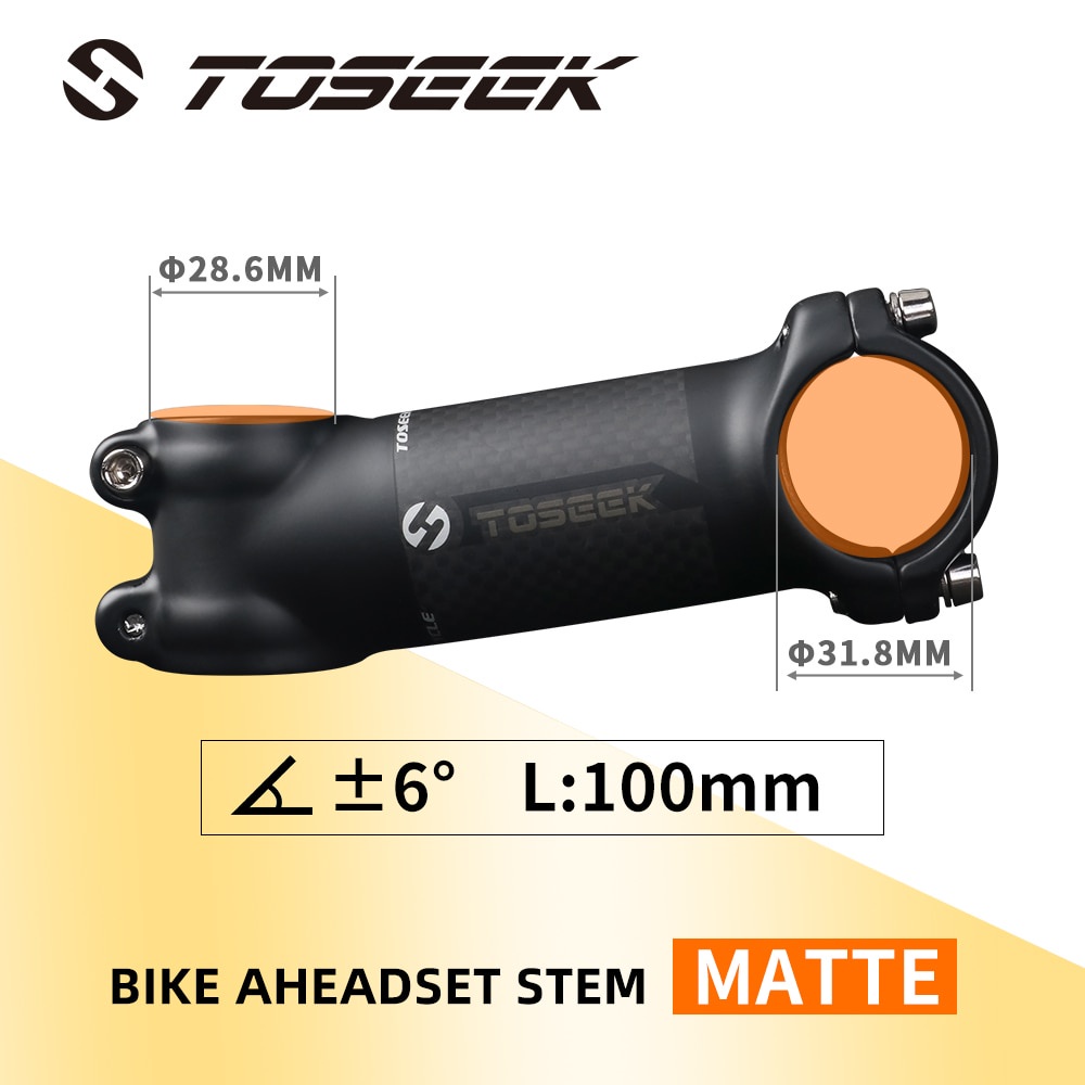 TOSEEK Bike Stem Carbon Stem 31.8mm Ultralight Bicycle Handlebar 50-120mm 6 17 Degree Angle ...