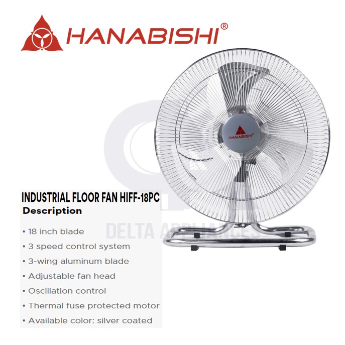 Hanabishi Floor Fan Ground Fan 18 Inches Metal Blade Industrial ...