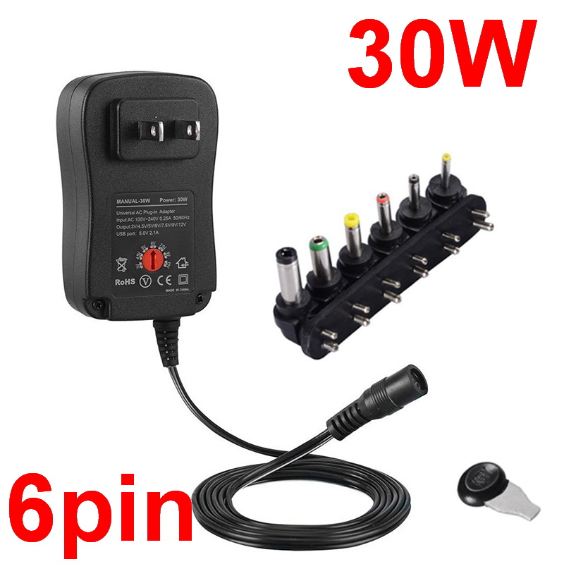 30W power adadpter 3V 4.5V 5V 6V 7.5V 9V 12V 2A / 2.5A AC / DC Adjustable US Plug Universal ...
