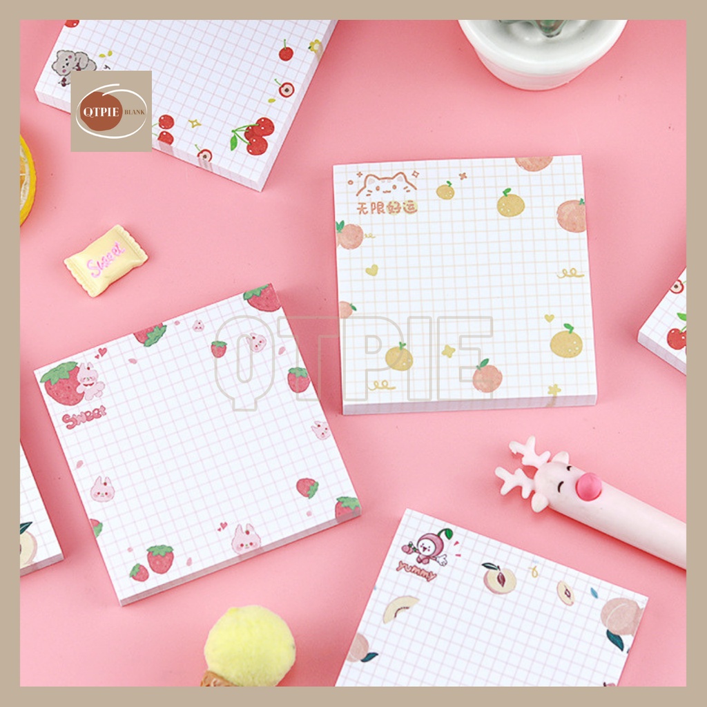 Straw Fruity Grid Memo Sticky Note Japanese Korean Cartoon Creative ...