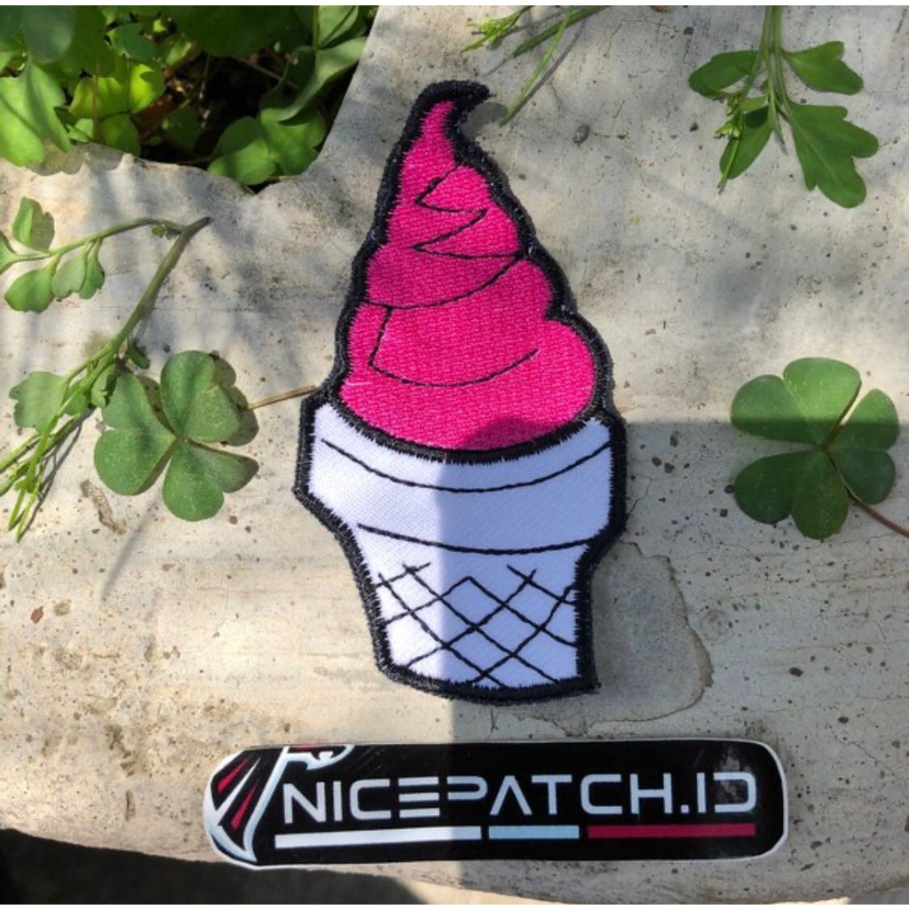 Patch Ice Cream Cone Pink Emblem Embroidery Sewing For Sewing On Jeans Jacket Denim Vest Parka ...