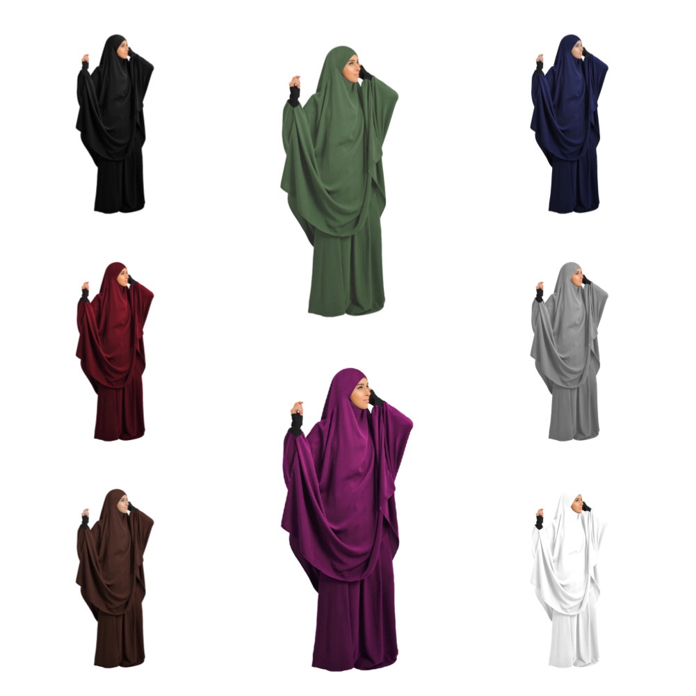 Eid Muslim Women Hijab Dress Prayer Garment Set Jilbab Namaz Full Cover ...