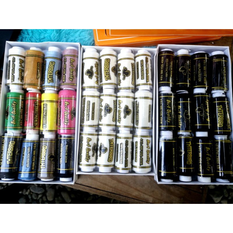 500yds 6pcs assorted color SEWING THREAD 100% POLYESTER sinulid threads ...