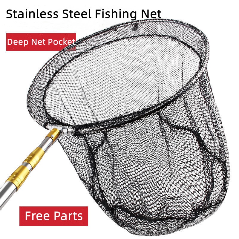 Stainless Steel Fishing Net Fish Nets Deep Net Pocket Telescopic Rod ...