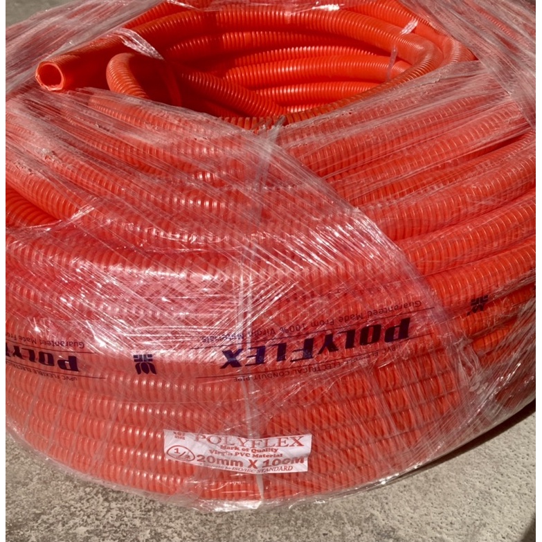 POLY Polyflex 1/2” x 100 meters Orange Flexible Electrical Conduit 20mm 1/2” diameter x 100 ...