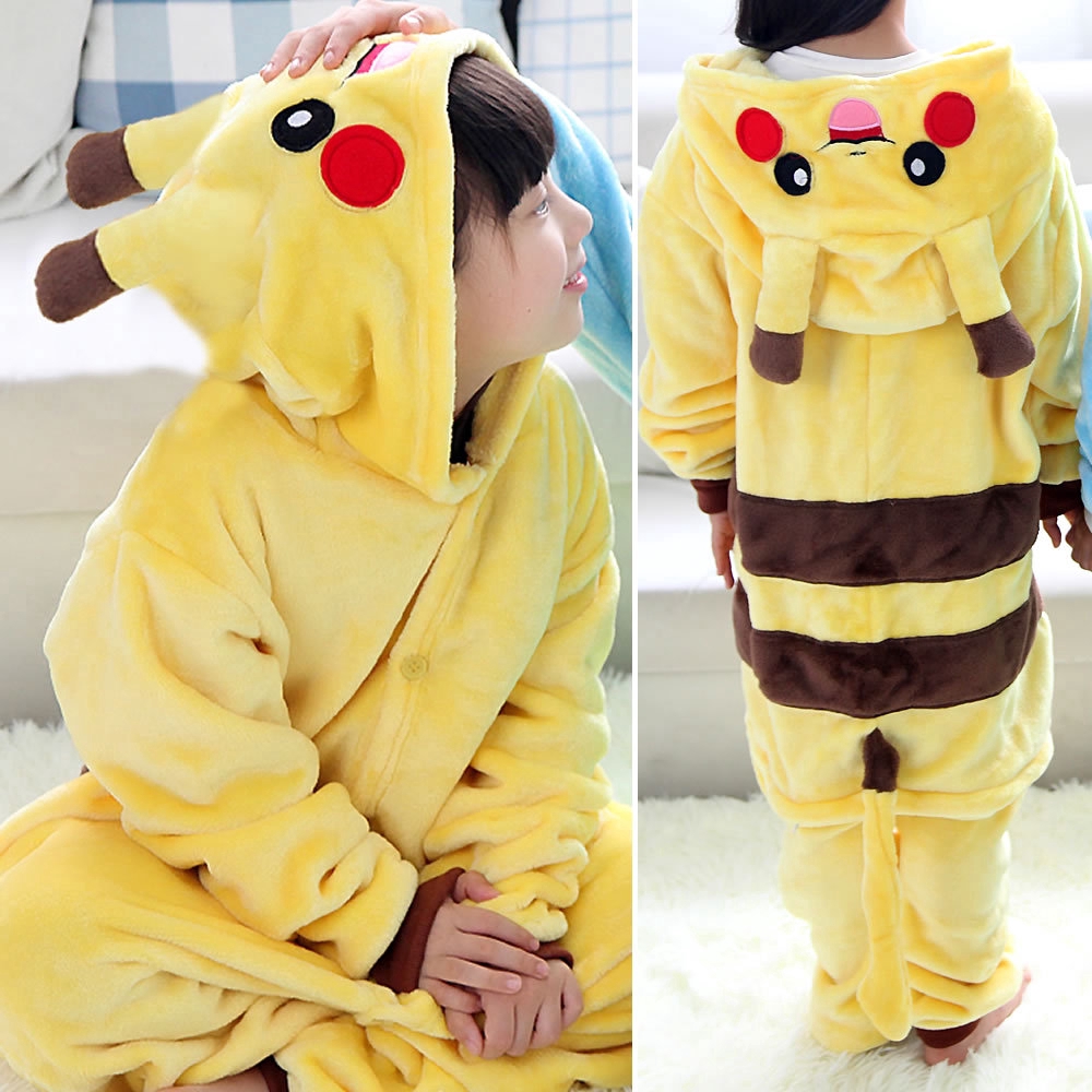 Pikachu Pokemon Go Kid's Pajamas Sleepwear Cartoon Soft Flannel Boy ...