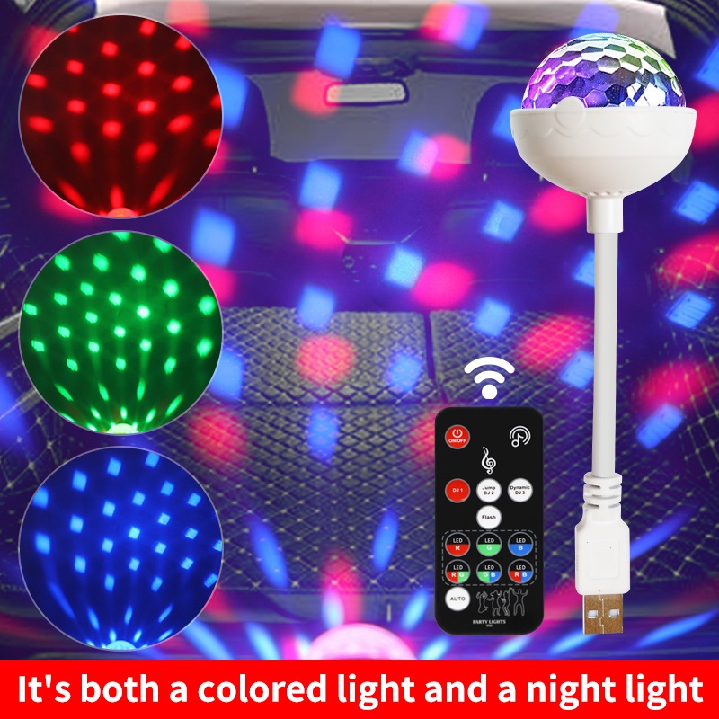 USB Mini Disco Light Sound Activated Party Lights DJ Disco Ball Stage ...