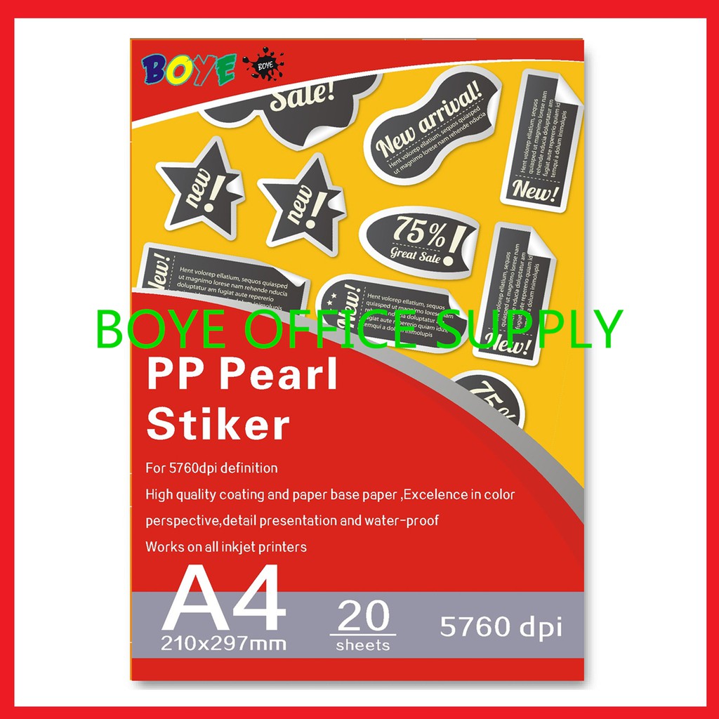 PP Pearl Sticker A4 (BOYE BRAND) | Shopee Philippines