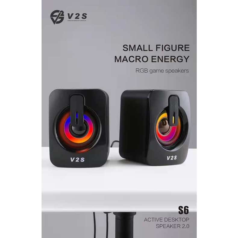 V2S S6 High-fidelity PC computer wired Jack speaker desktop laptop mini ...