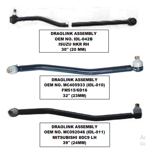 DRAGLINK ASSEMBLY (IZUMO BRAND) ISUZU/MITSUBISHI/FUSO/CANTER MODEL/HINO ...