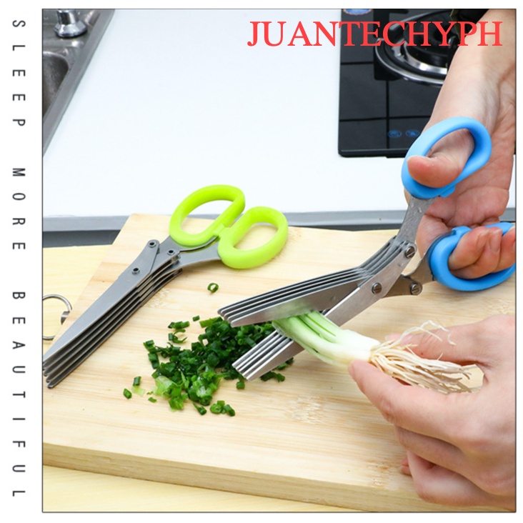 3 Layer Stainless Steel Multi function Scissors Kitchen Food Chopper ...