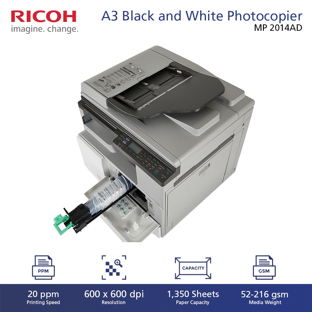 Ricoh A3 Mono Multi-Function 20ppm MFP 2014ad (Copy, Print and Scan ...