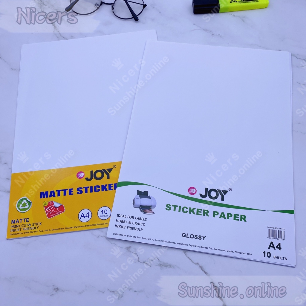Joy 10sheets Matte / Glossy Sticker Paper A4 Printable | Shopee Philippines