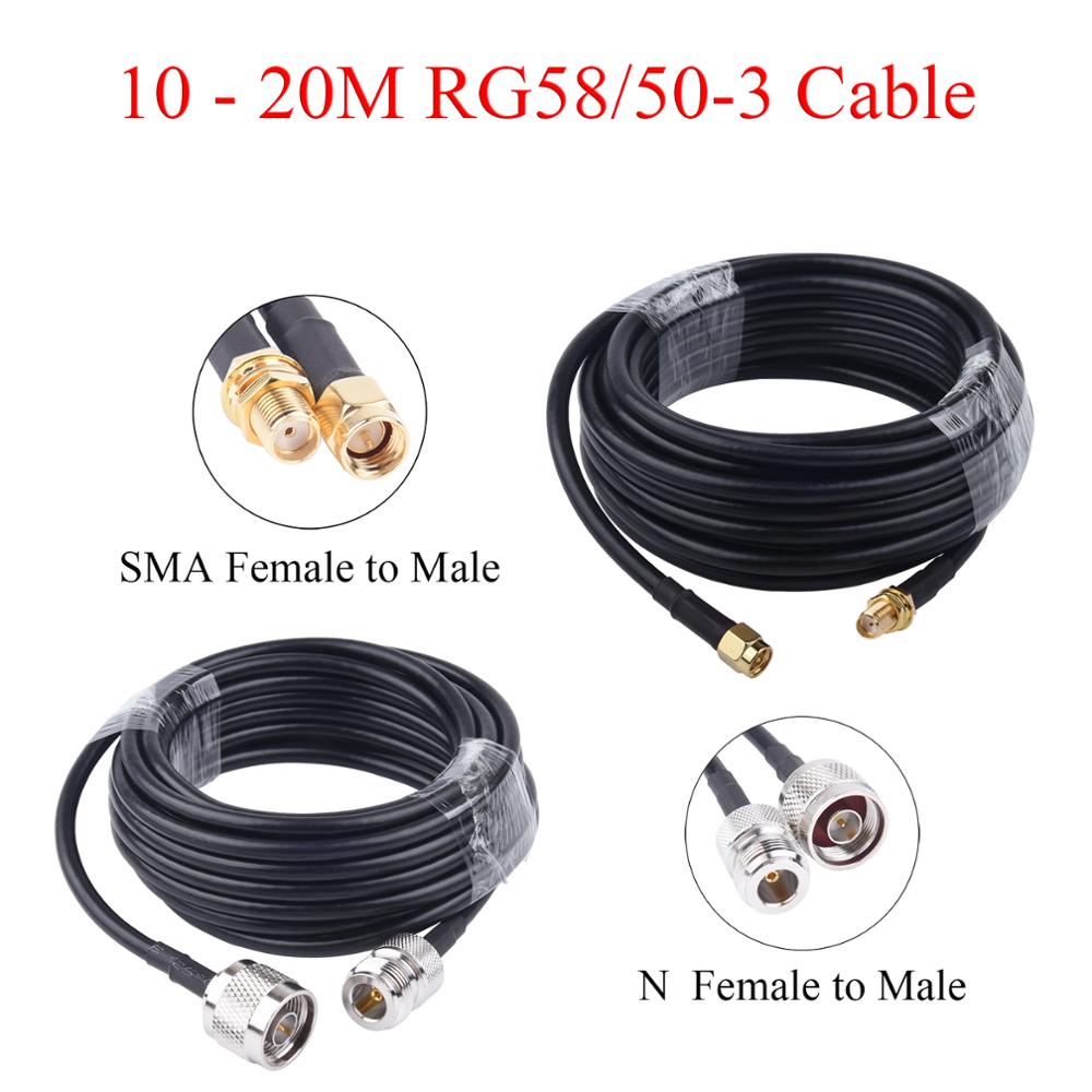 10-20M RG58/50-3 RF Coaxial Cable SMA/N Female to Male Extension Wire For 4G LTE Cellular ...