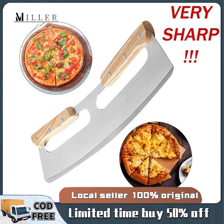 【COD】Stainless Steel Pizza Cutter, Half-Moon Shaped Pizza Cutter, Hob ...