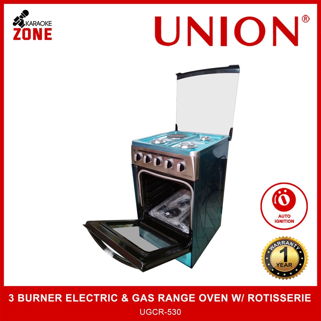 Union UGCR 530 / Electric and Gas Range / 3 Burners with Auto ignition ...