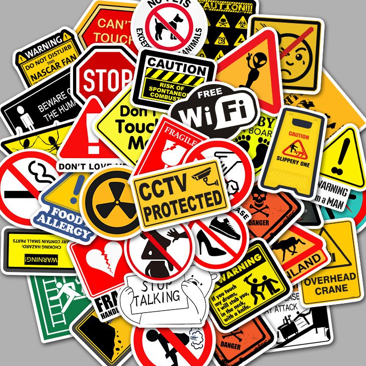 50Pcs/set warning sign warning personality graffiti stickers luggage ...