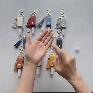 Portable Hand Sanitizer Holder Leather Key chain Alcohol Spray Bottle ...