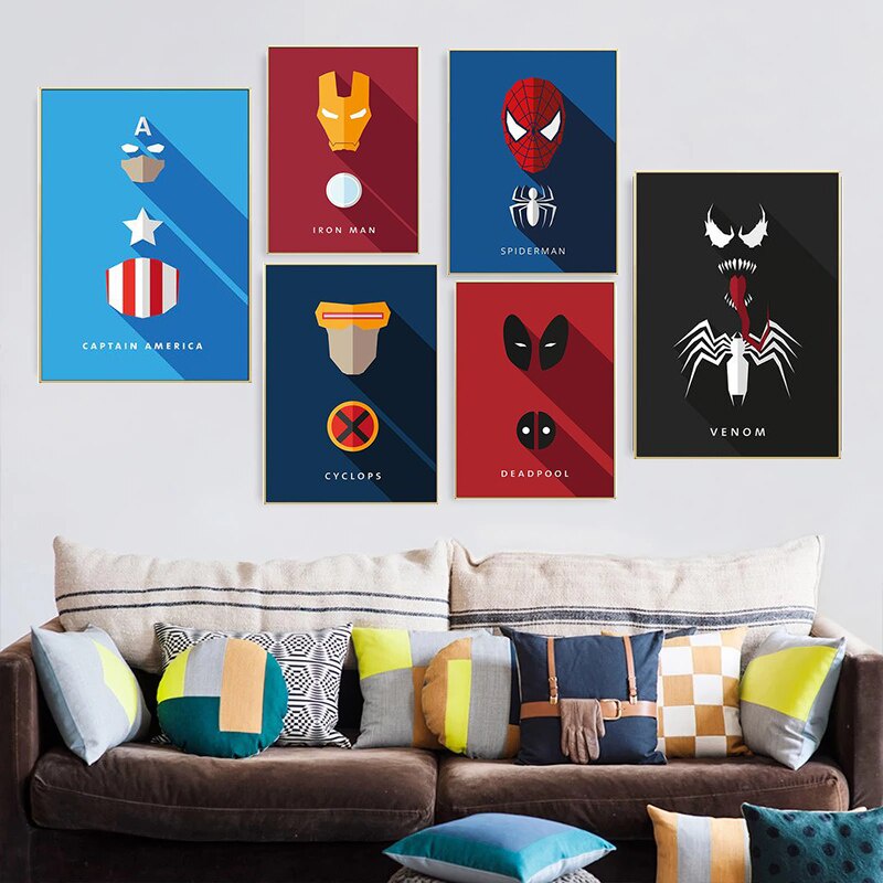 Marvel Anime Canvas Painting Superhero Avengers Poster and Printmaking ...