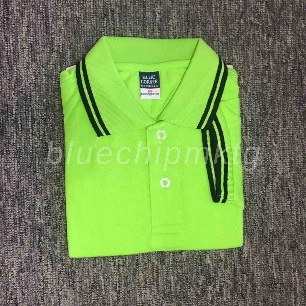 Men's Cotton Blue Corner Polo Shirt w/ Cuff Stripes (Style1) (White ...