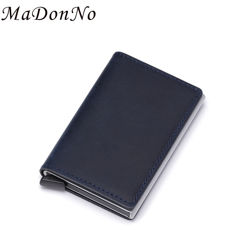 MaDonNo Rfid Metal Genuine Leather Men Wallets Small Card Holder Slim ...