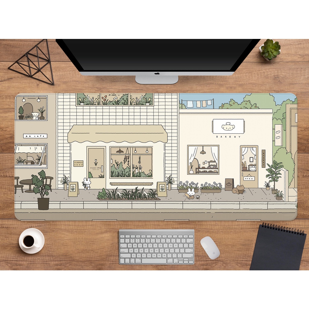 Cute Desk Mat Kawaii Mousepad, Bunny and bear cute anime, Japanese ...