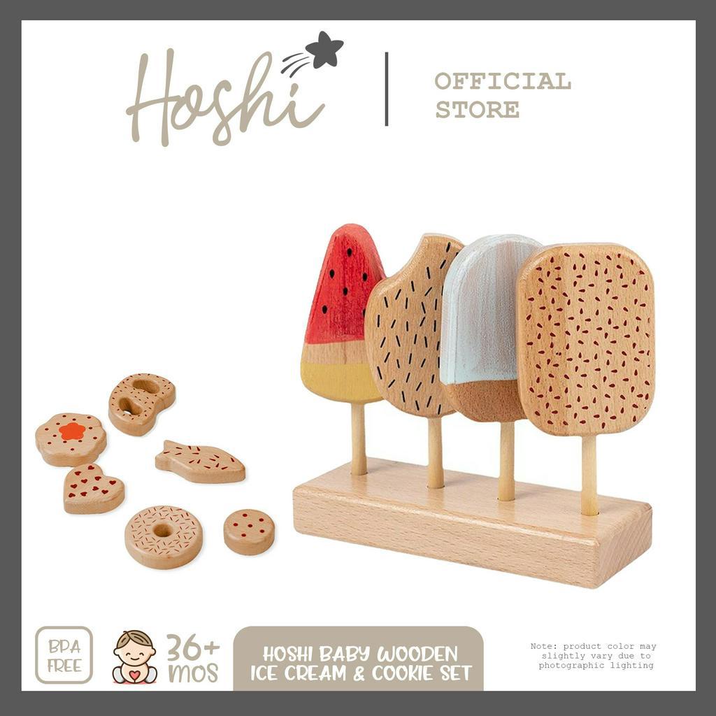 Hoshi Baby Wooden Popsicle & Cookie Play Set Pretend Play Montessori ...