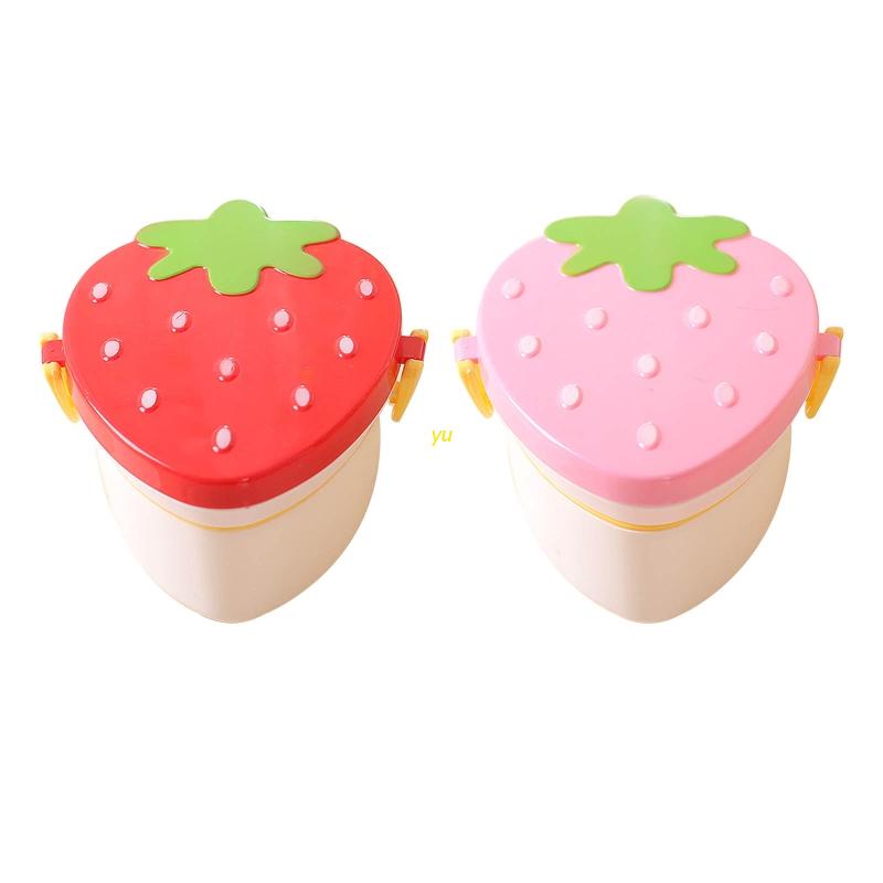 yu Strawberry Shaped Lunch Box 2 Layer Food Fruit Storage Bento Boxes ...