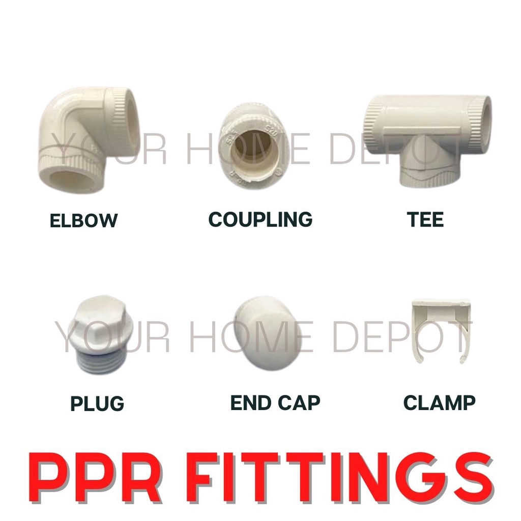 PPR Fittings White: Elbow, Coupling, Tee, Plug, End Cap, Clamp HEAVY ...