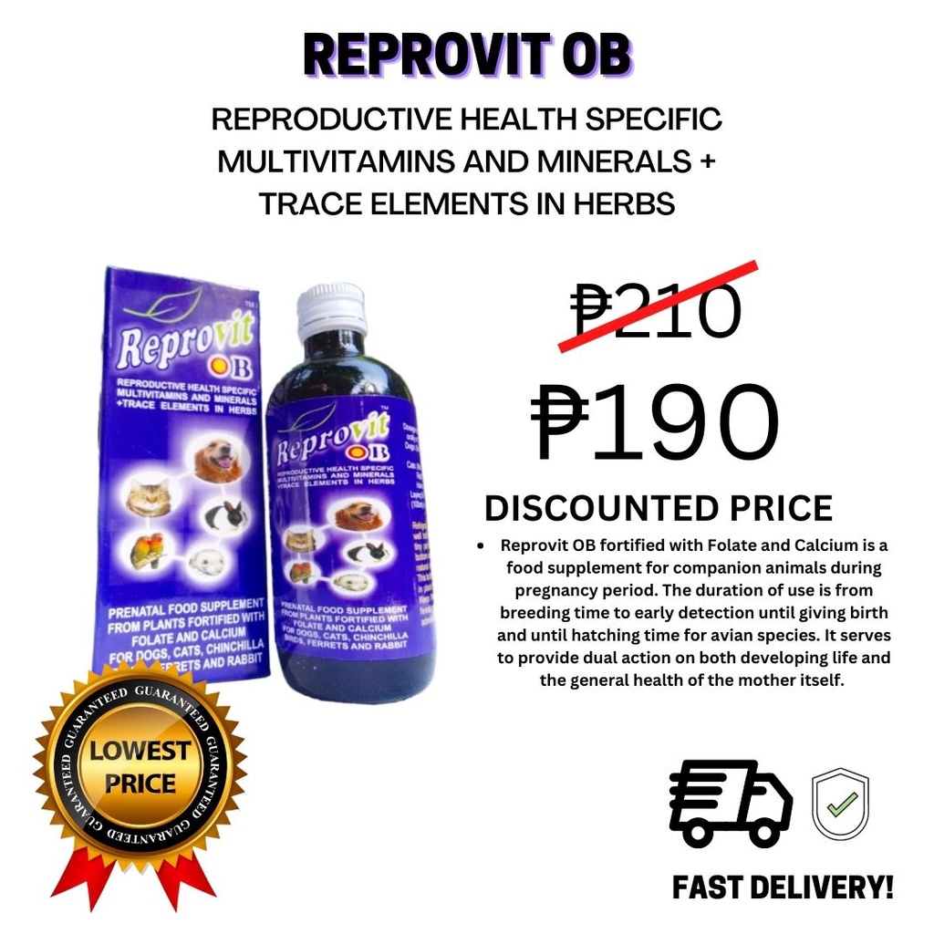 REPROVIT OB Multivitamins and Minerals for Breeding Dogs, Cats, Birds ...