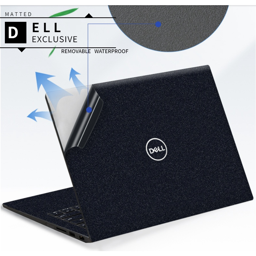 Sticker Laptop DELL Matte black clear 3 Sides Skin 14'' 15.6'' 13 ...