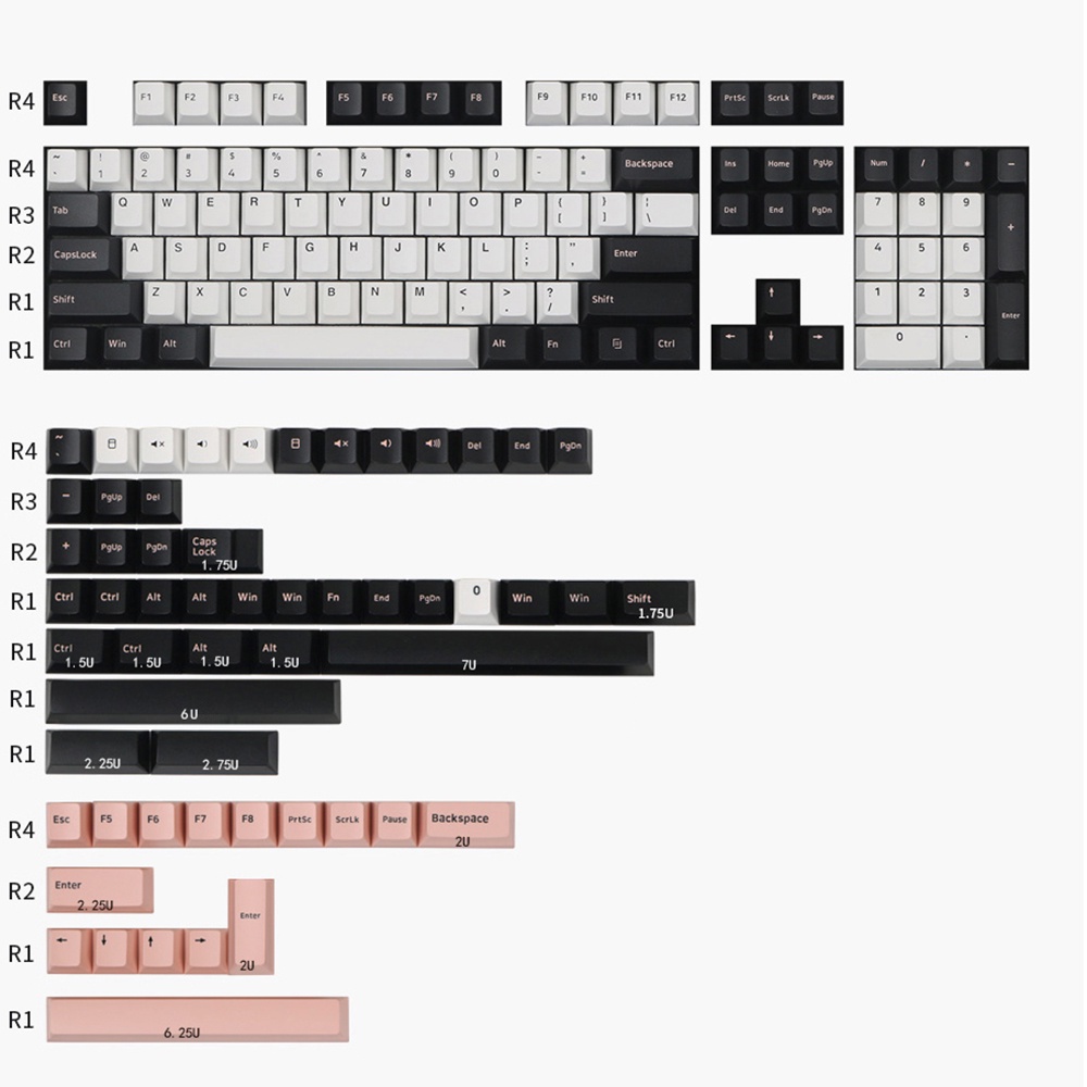 YMDK Cherry 165 Key GMK Color Olivia Keycap Double Shot PBT Non Shine ...