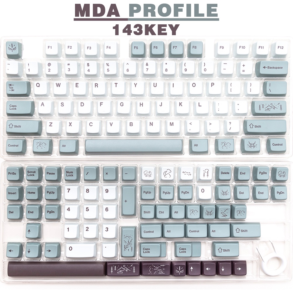 Fog Keycaps 143Key MDA/Cherry Profile PBT Compatible 60/70/80/108 ...