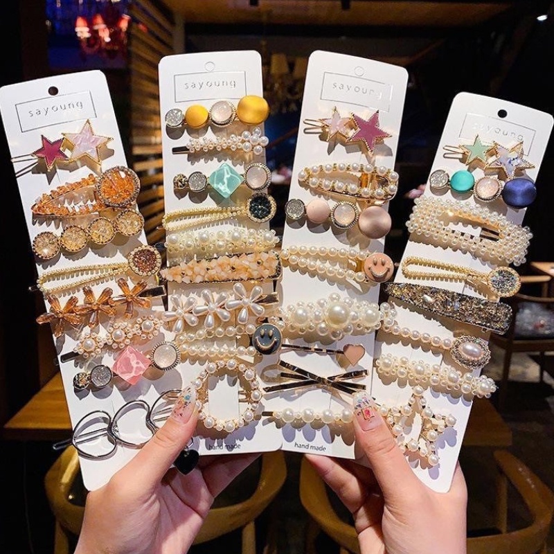 Retro Hair Clip Set Korean Fashion Pearl Hair Clip Zircon Hairpin ...