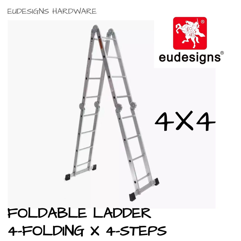 EUDESIGN HEAVY DUTY 4X4 FOLDABLE MULTI PURPOSE ALUMINUM LADDER (4 ...