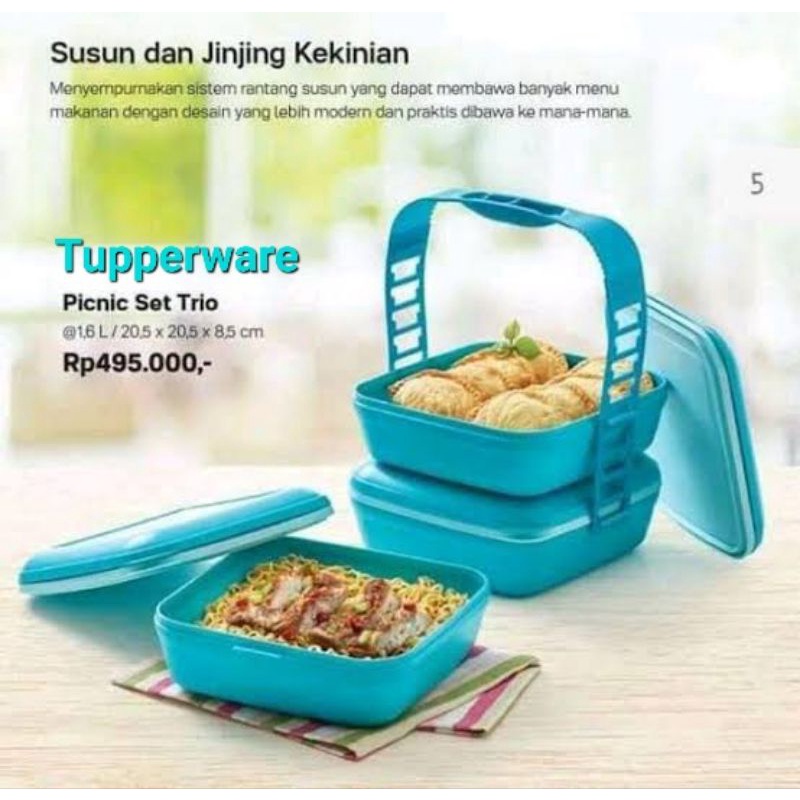 Tupperware Picnic Set Trio 3 Layers - Tosca (WITHOUT STRAP) // Stacking ...