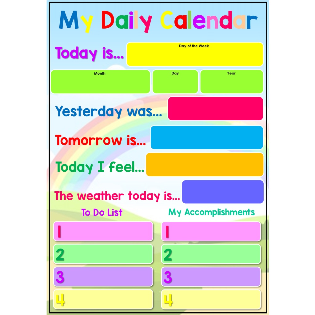 A4 Reusable Laminated Daily Calendar for Kids | Shopee Philippines