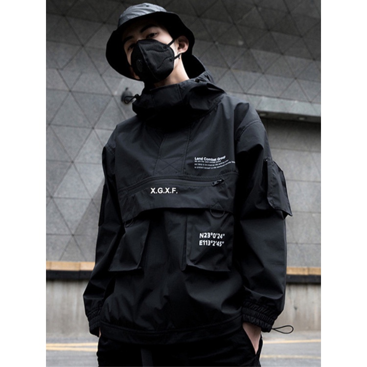 PFNW Men's Jacket Techwear High Street Streetwear Black Hoodie Pocket ...