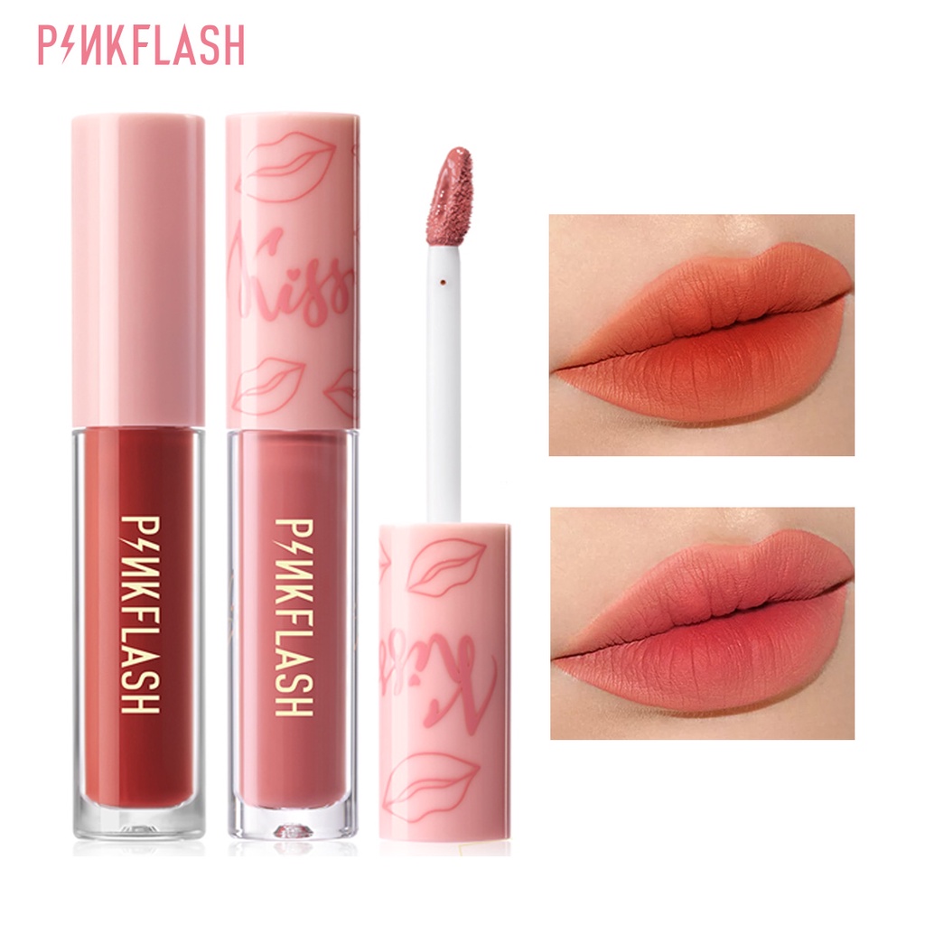 PINKFLASH 2 Pieces Liquid Lipstick Set Soft Matte Bitten Lips Look VE ...