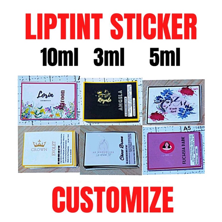 Lip Tint Sticker 20 pcs for 10ml bottle PLESE SEND US YOUR SELECTED ...