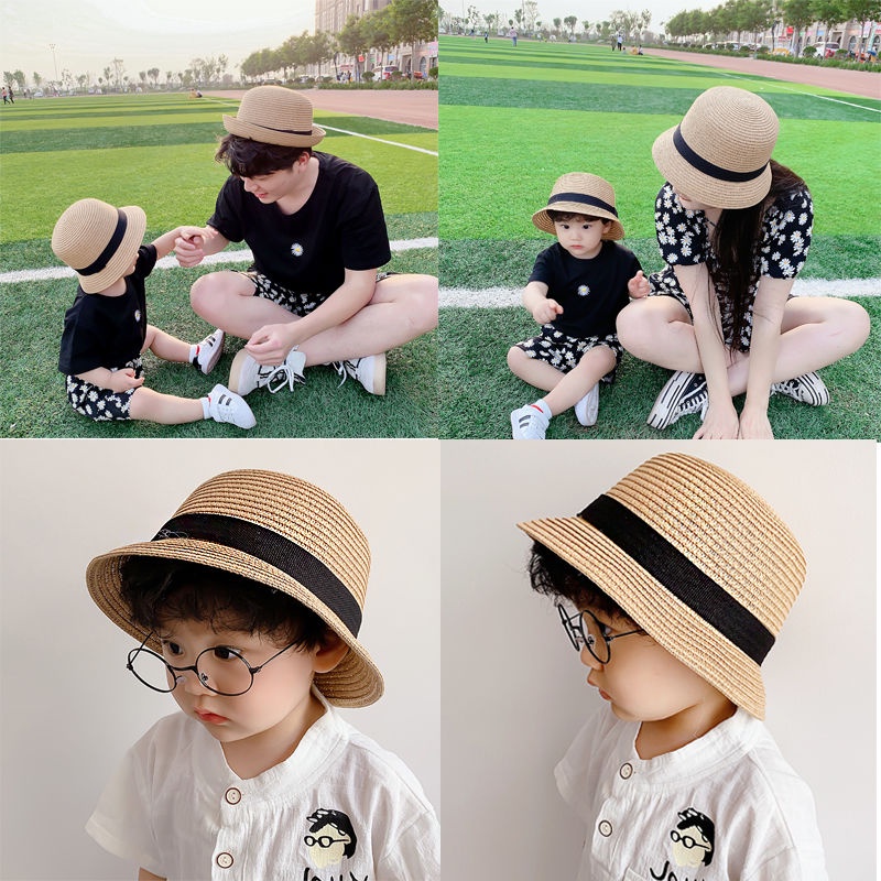Summer Boys' Straw Hat Baby's Sun Hat Sun-Proof Children Bucket Hat Big ...