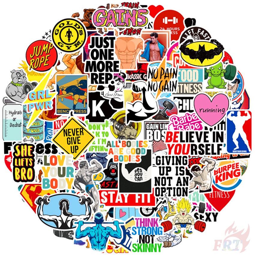 100Pcs/12Page GYM Fitness Slang Stickers Sheets DIY Fashion Mixed ...