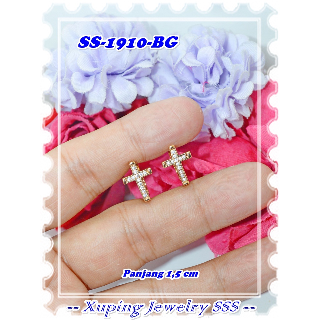 Original Xuping Brand 18K SS-1910-BG Gold Cross Earrings | Shopee ...