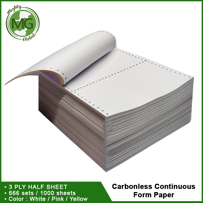 3 Ply Half Sheet 9.5 x 5.5" Carbonless Continuous Paper for Dot Matrix ...