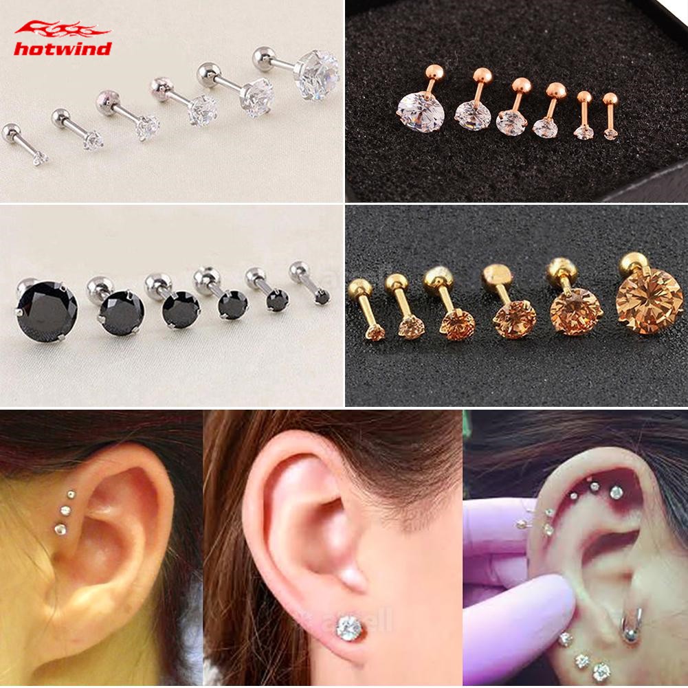 HW 1pc 3 Prong Tragus Cartilage Stainless Steel Ear Stud Fashion ...
