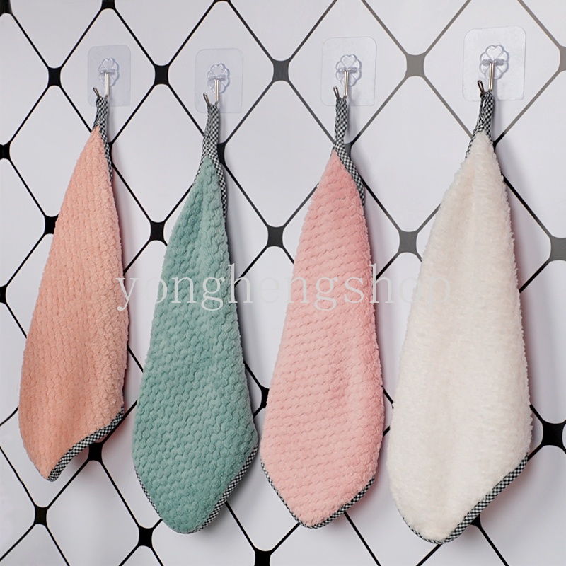 Coral Velvet Rags Pineapple Striped Wiping Rag Dish Hand Towel Washing ...